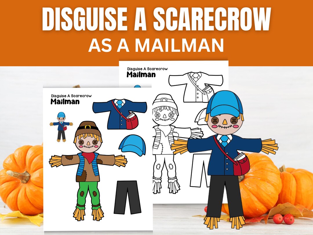 Disguise a Scarecrow as a Mailman Kids Craft | Printable Fall Farm Home ...