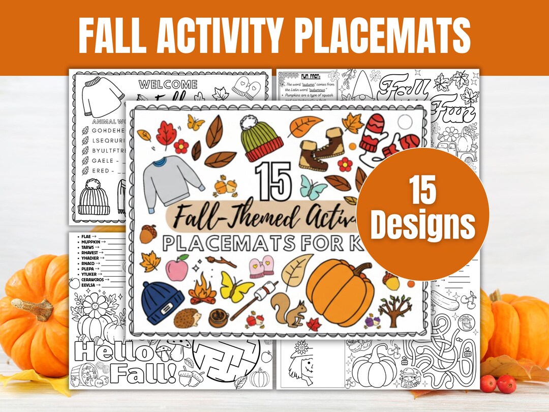 15 X Printable Fall Activity Placemats for Kids | Autumn Worksheets ...