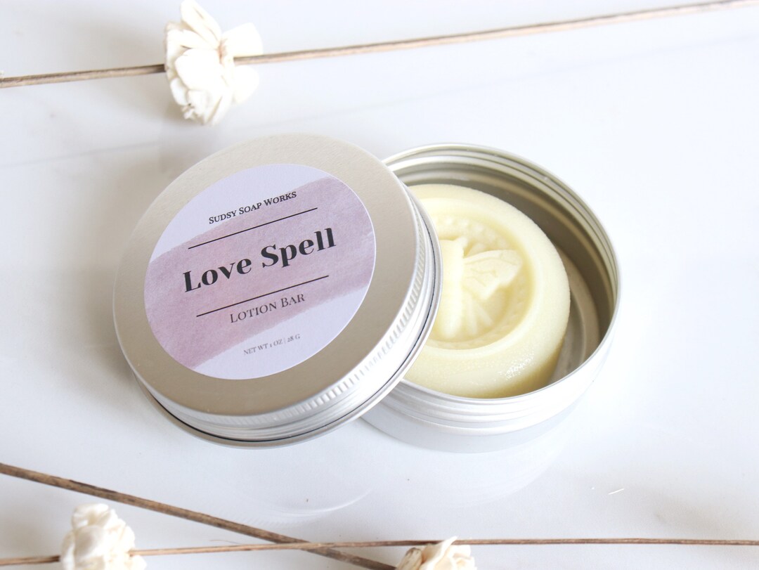 Love Spell Solid Lotion Bar, Beeswax Lotion, Shea Butter Lotion, Cocoa Butter Lotion, Massage ...