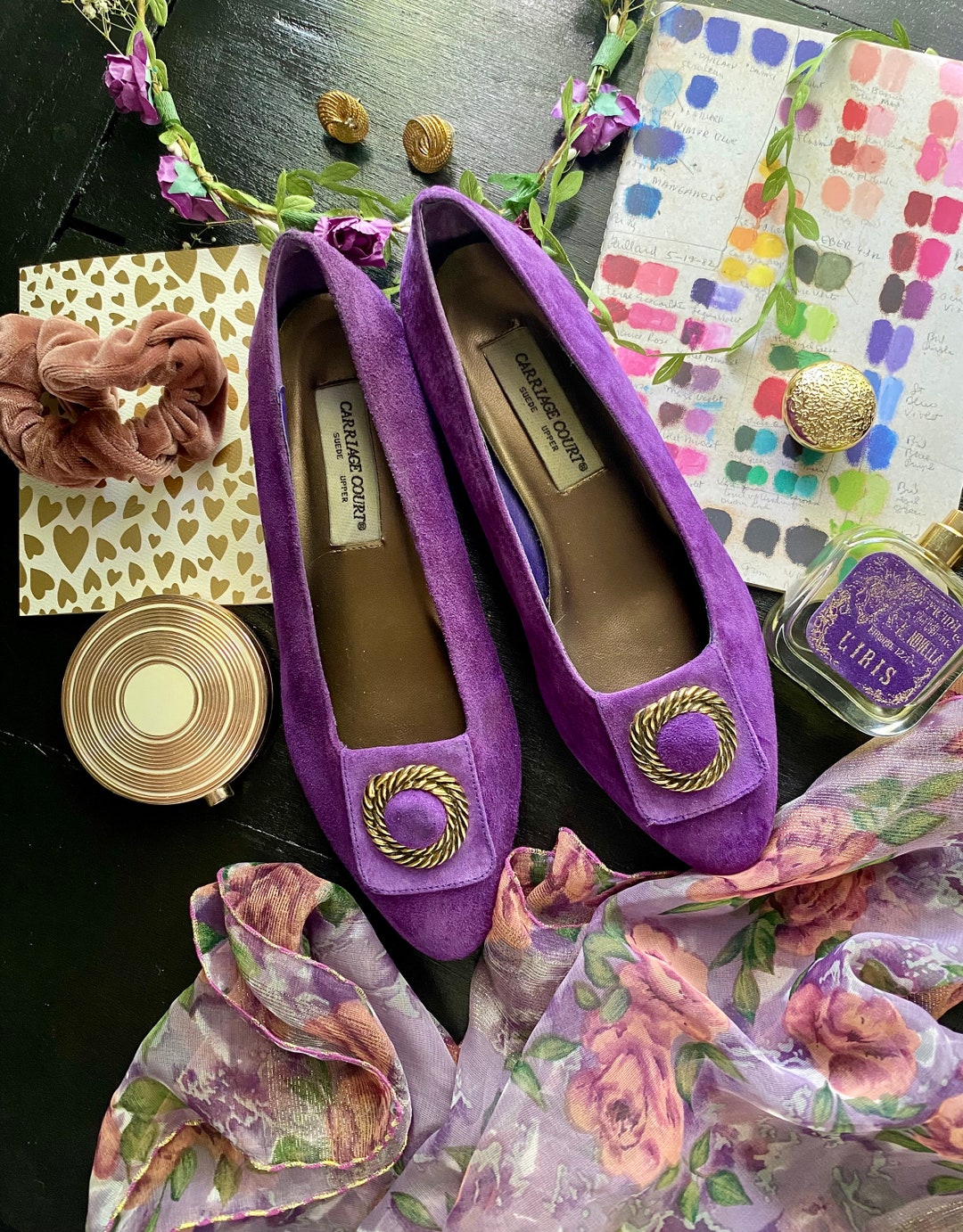 Vintage Flats in Purple Suede by Carriage Court, Size 6 1/2 - Etsy