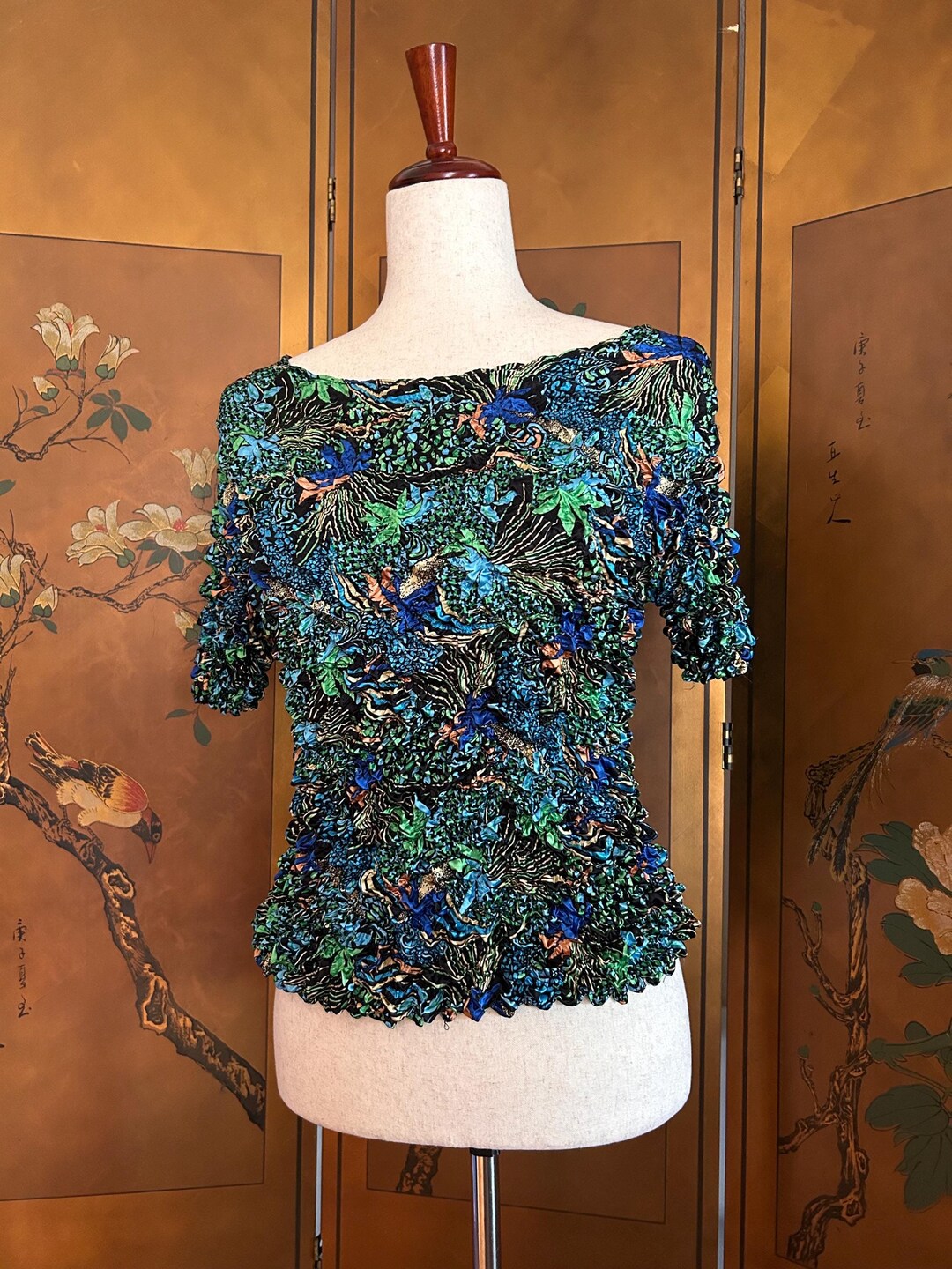 Y2K Popcorn Top With Multicolore Prints, Size M-L - Etsy