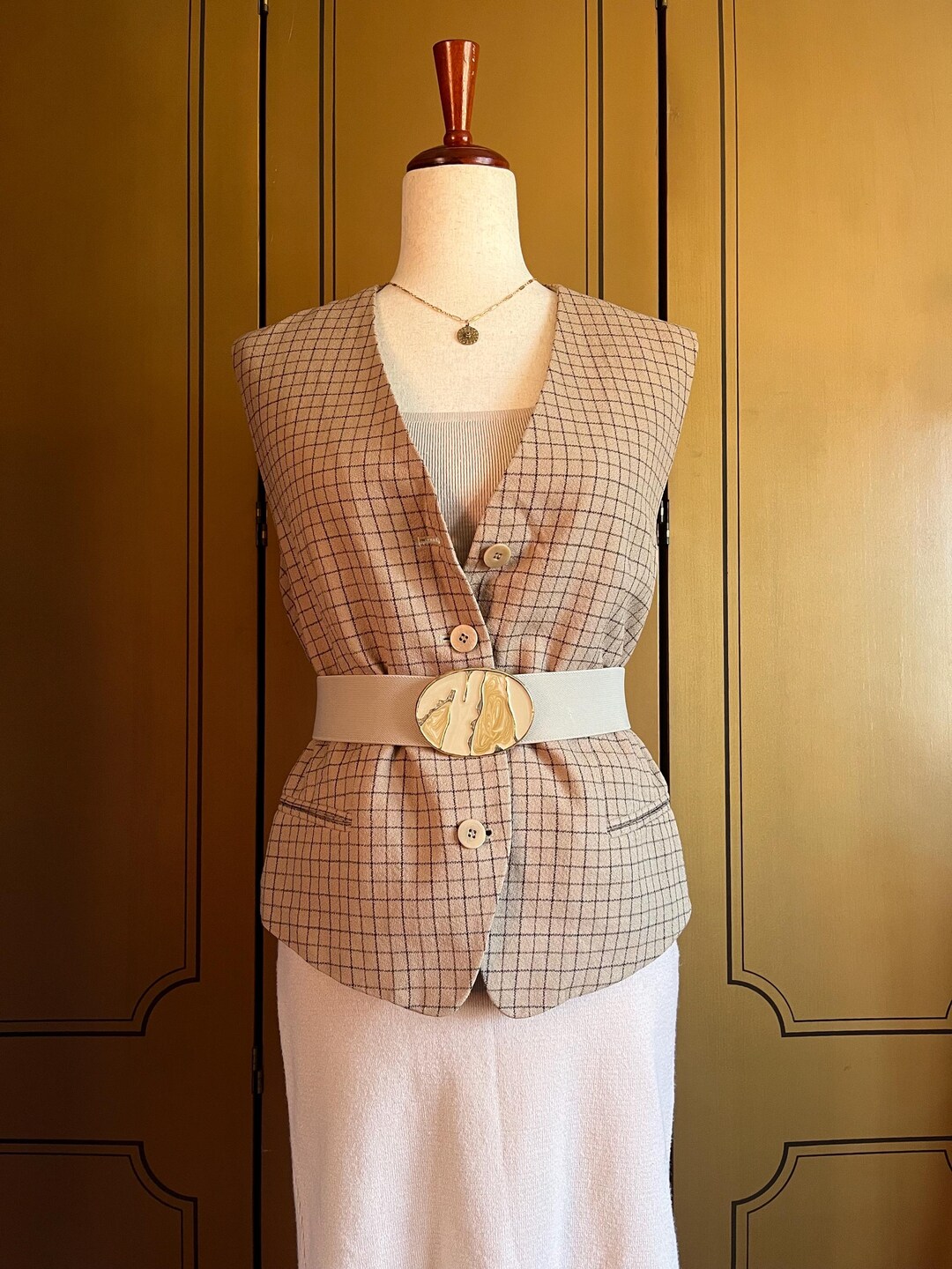 Vintage Cotton Vest With Checks Pattern, Size L - Etsy