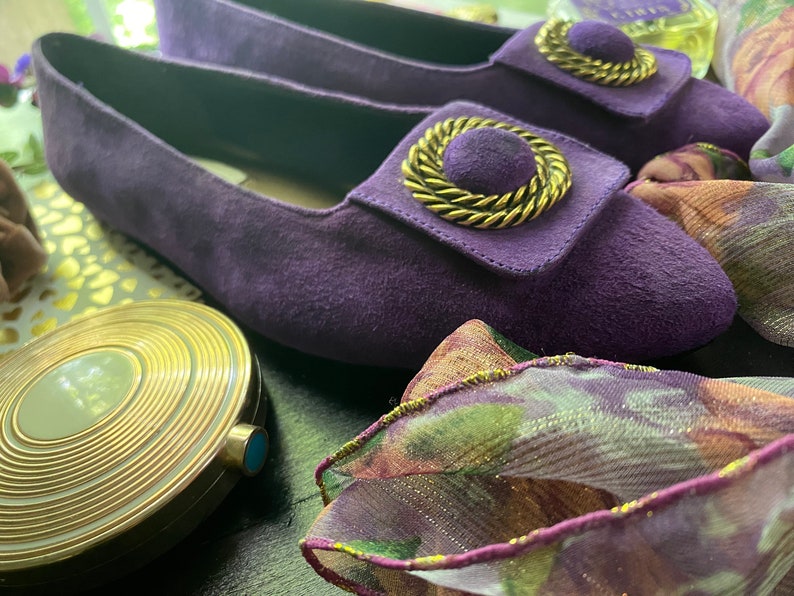 Vintage Flats in Purple Suede by Carriage Court, Size 6 1/2 - Etsy