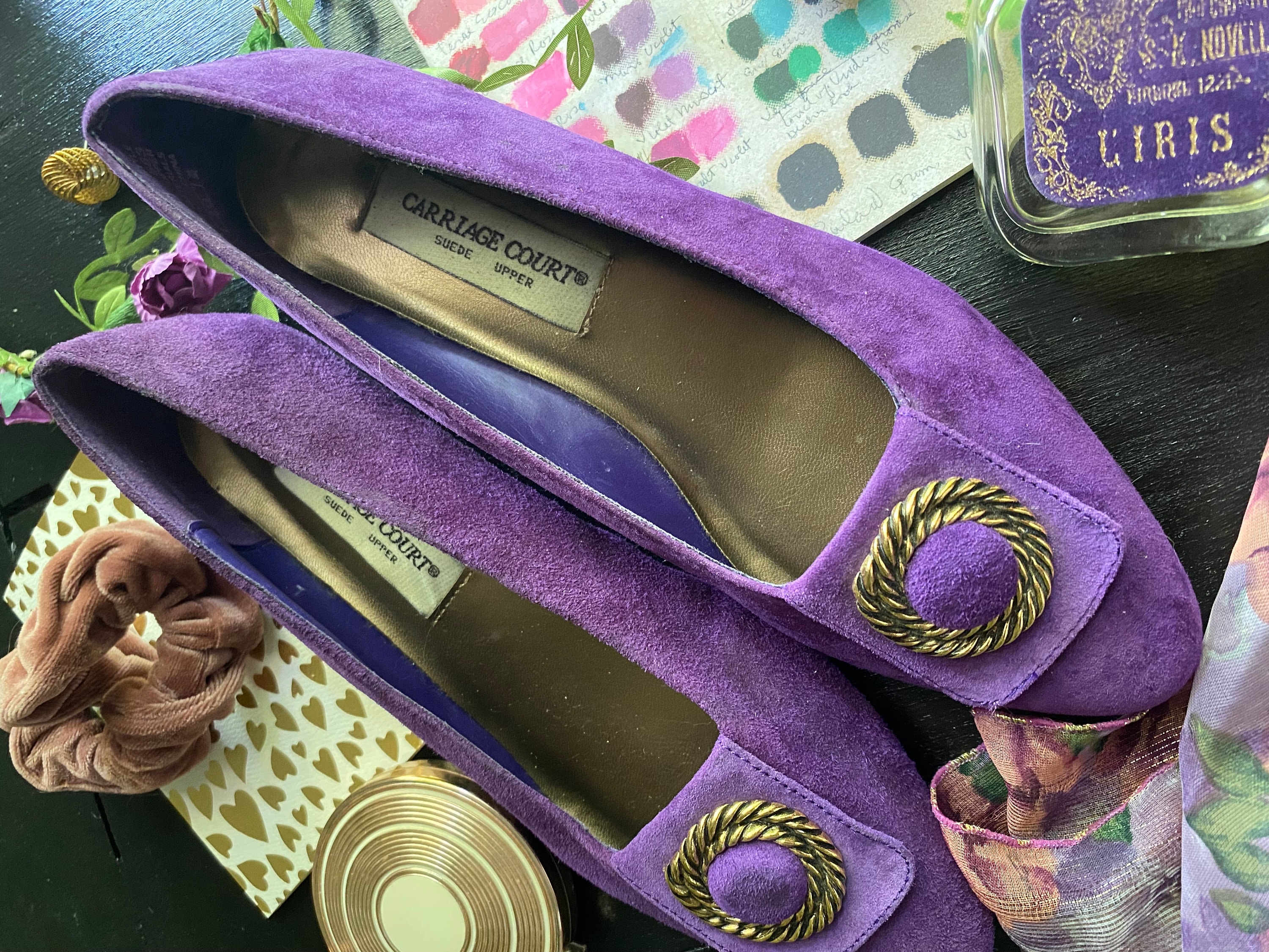 Vintage Flats in Purple Suede by Carriage Court, Size 6 1/2 - Etsy