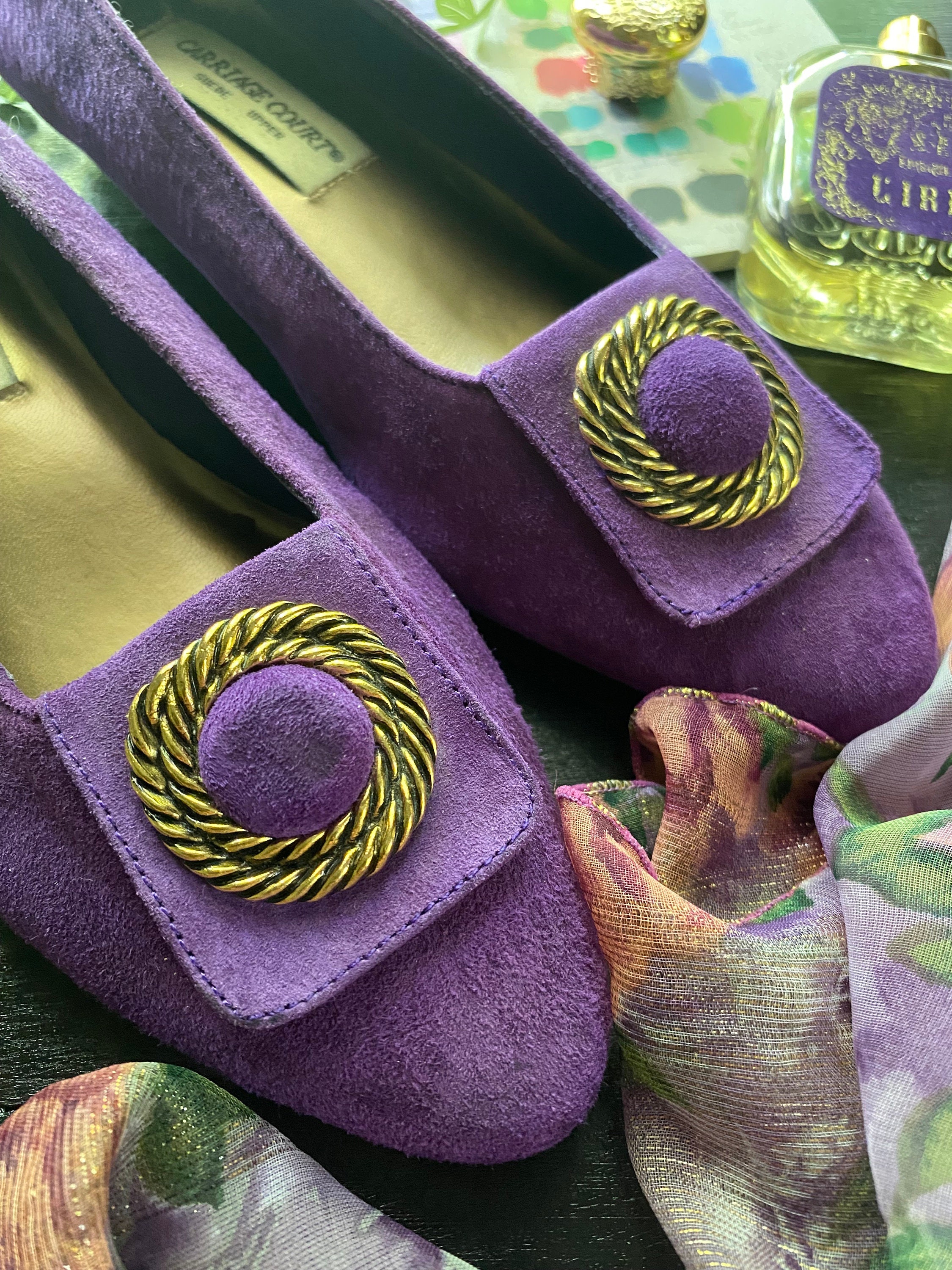Vintage Flats in Purple Suede by Carriage Court, Size 6 1/2 - Etsy