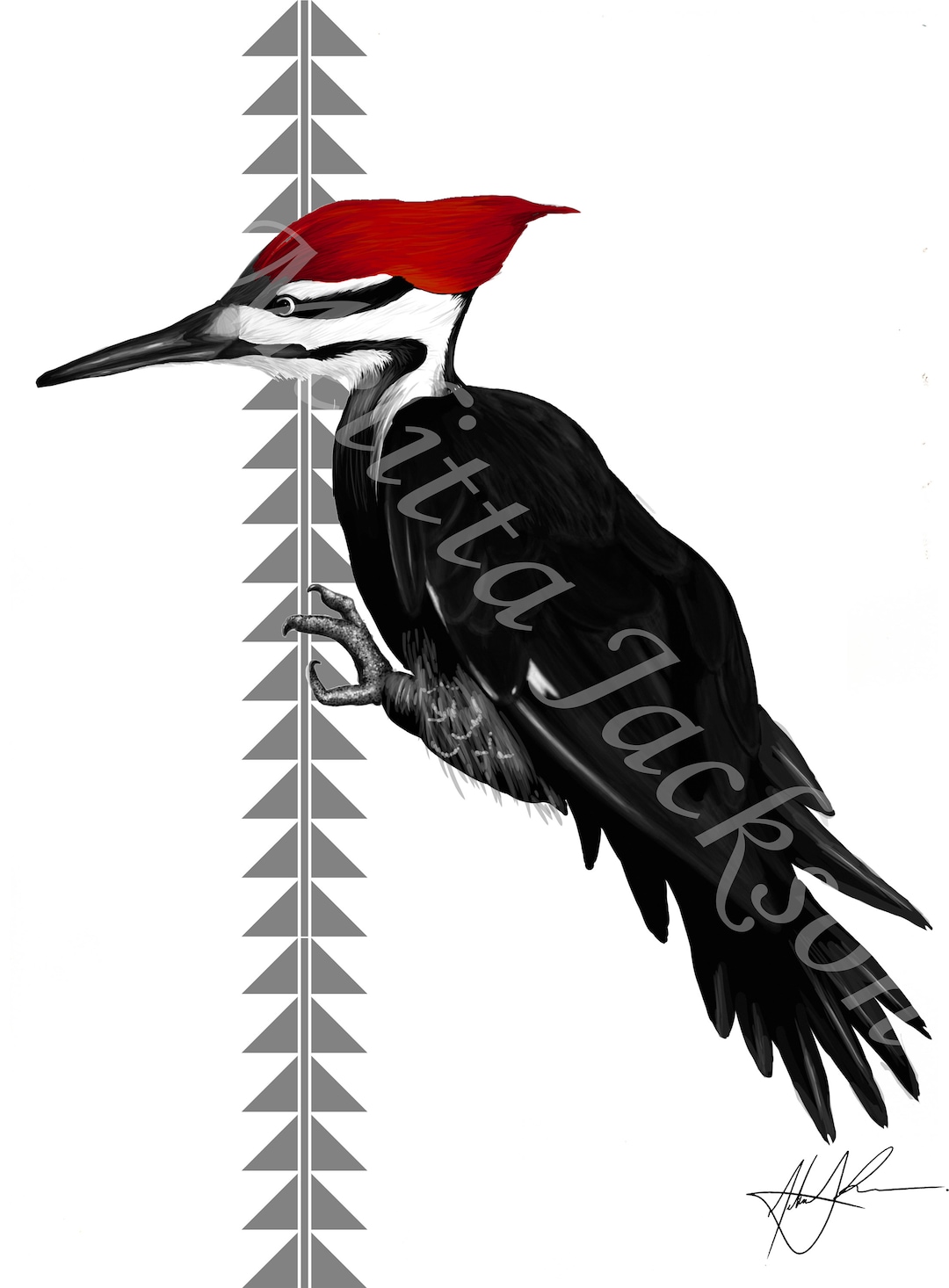 Woodpecker Pileated With Sturgeon Back Design 11x14 - Etsy