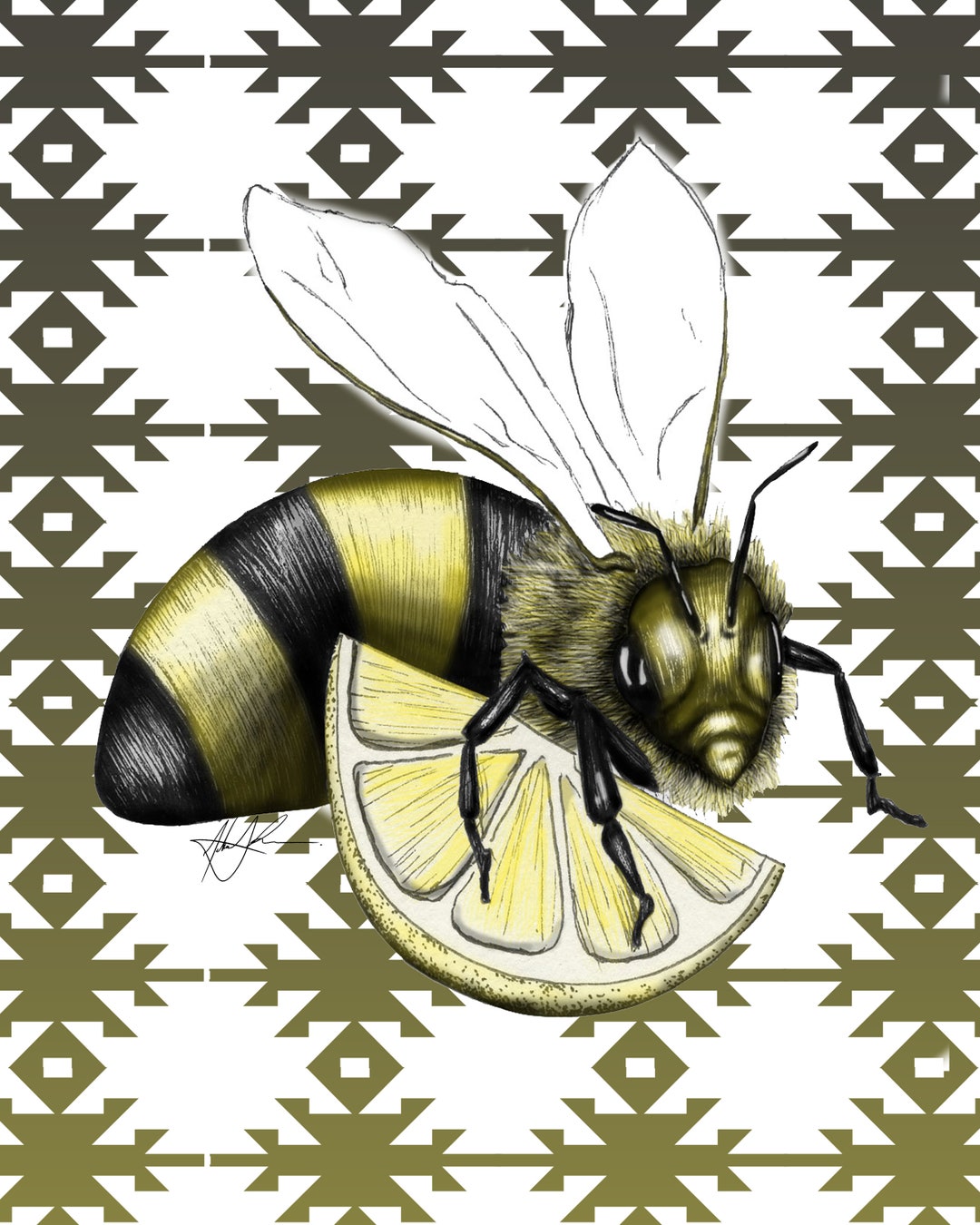 Lemon Bee 20x16 Canvas - Etsy