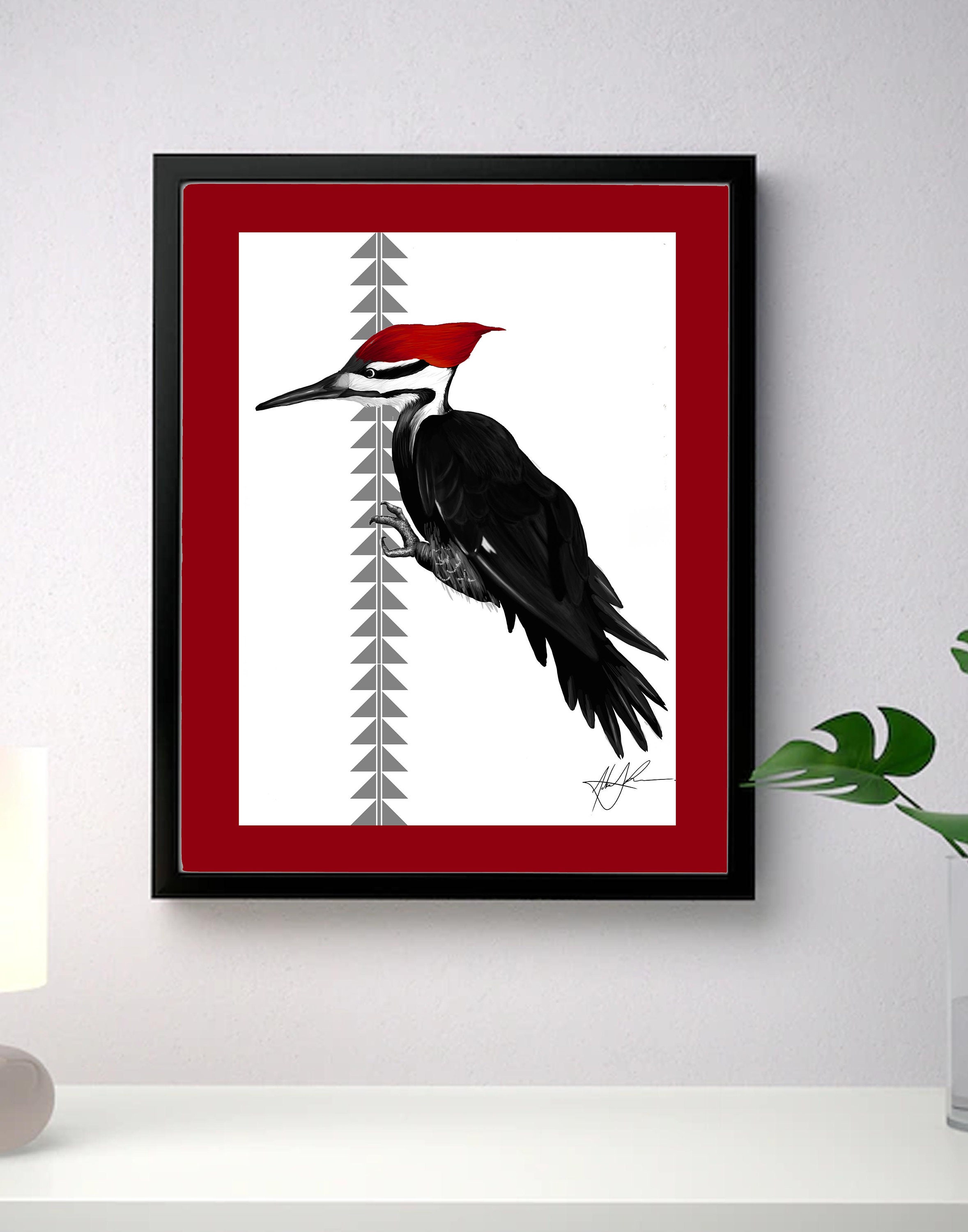 Woodpecker Pileated With Sturgeon Back Design 11x14 - Etsy