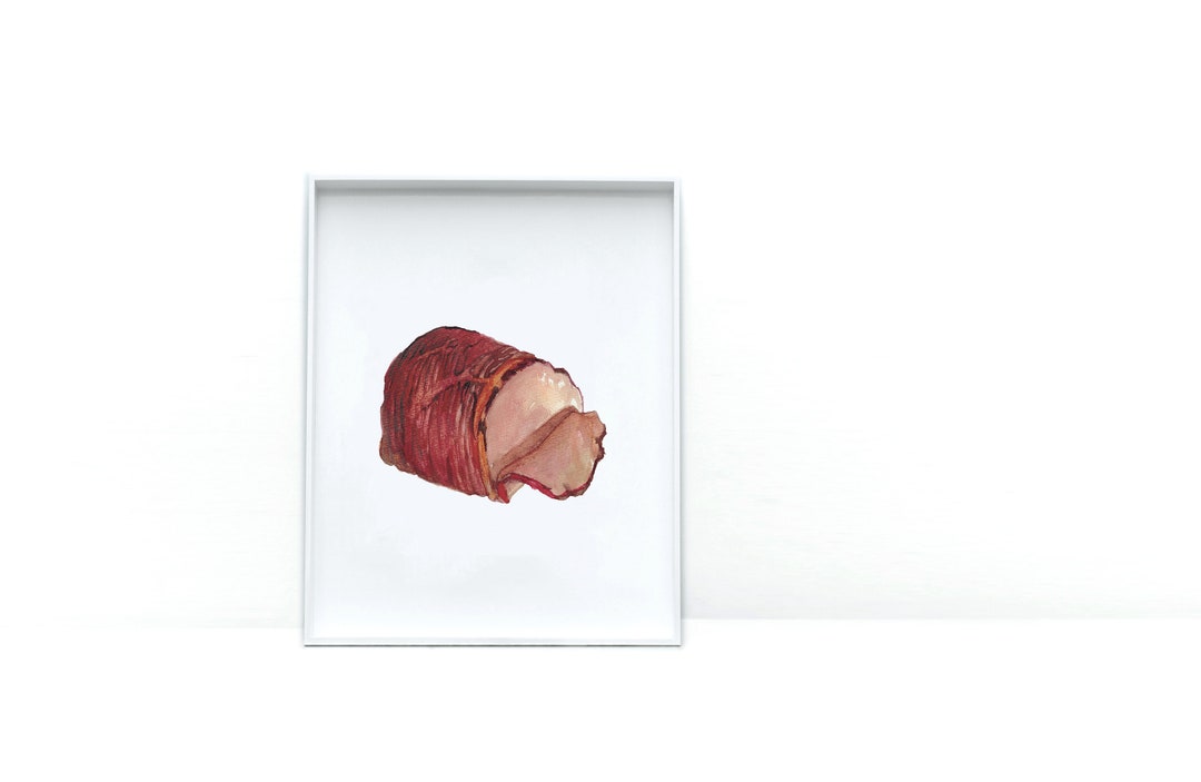 Art Prints for Food Lovers | Honey-baked Ham Watercolor Print | Kitchen ...