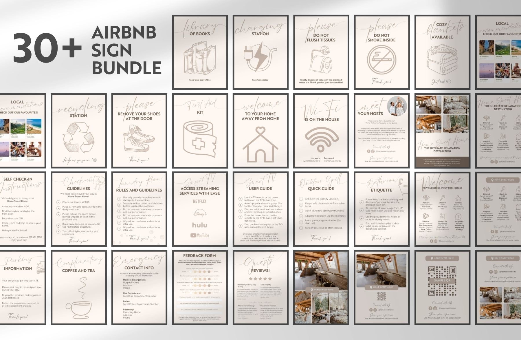 Airbnb Signs Canva Template, Rental Home Wall Signs, House Rules, Check ...