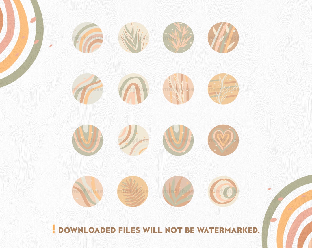 Boho Instagram Highlight Covers: Pastel Rainbow Plant Icons (digital ...