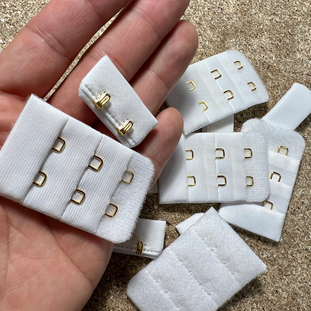 White Bra Lingerie Hook and Eye Bra Strap Sew in Fasteners - 2 Hooks - Etsy