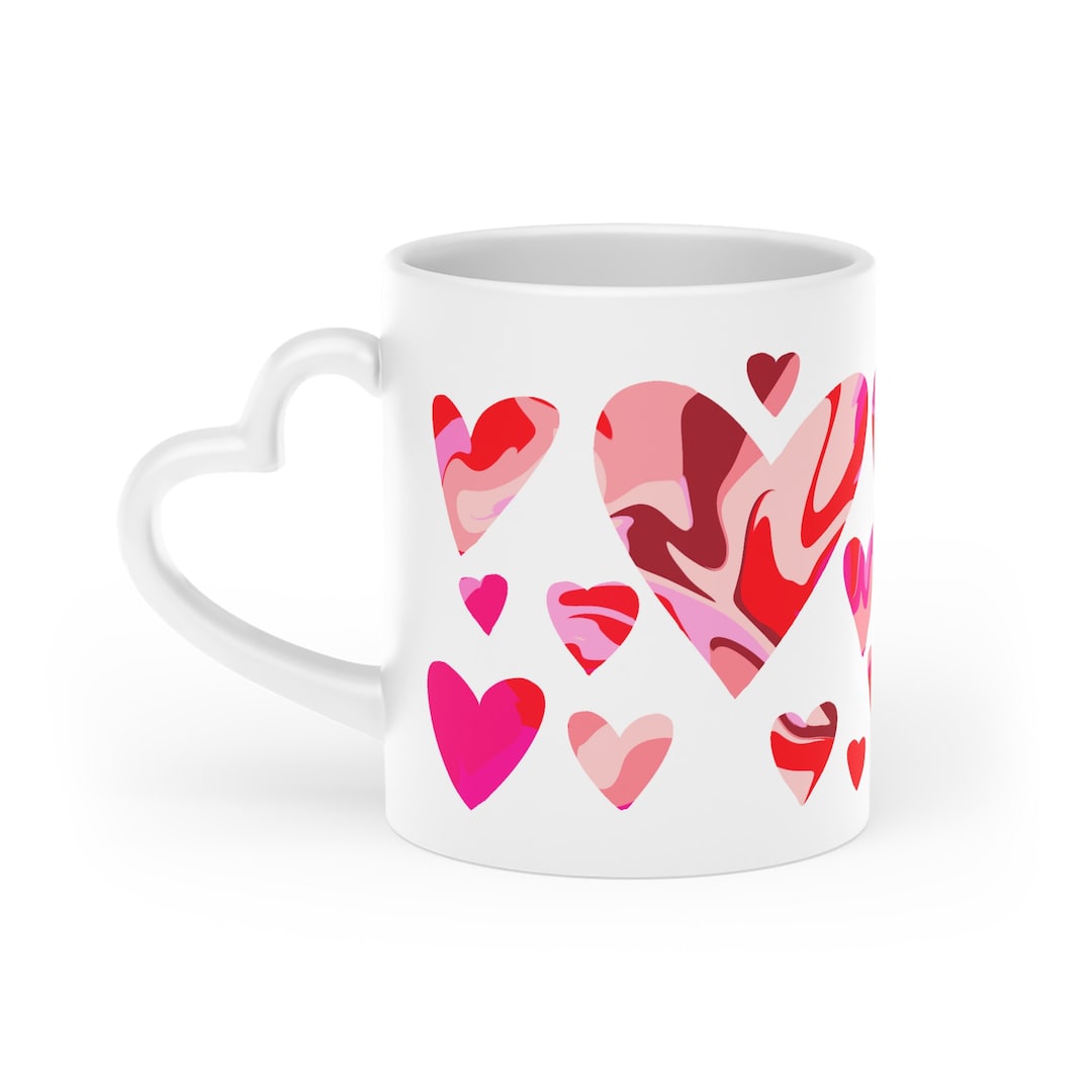Valentines Day Heart-shaped Handle Mug Valentines Day Mug Heart Mug Red ...