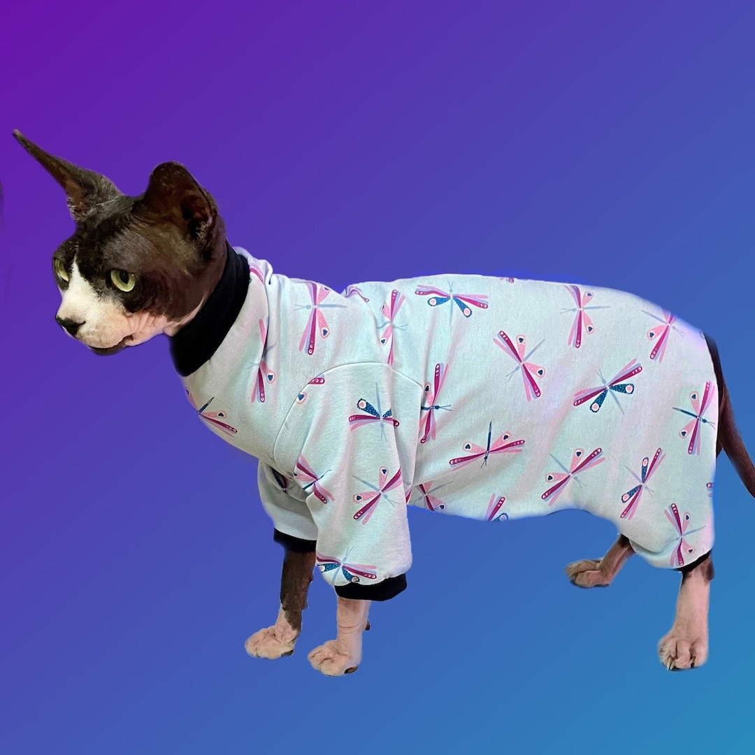 Dragonfly Print Cat Romper Catsuit Pyjamas Sphynx Clothes Clothing ...
