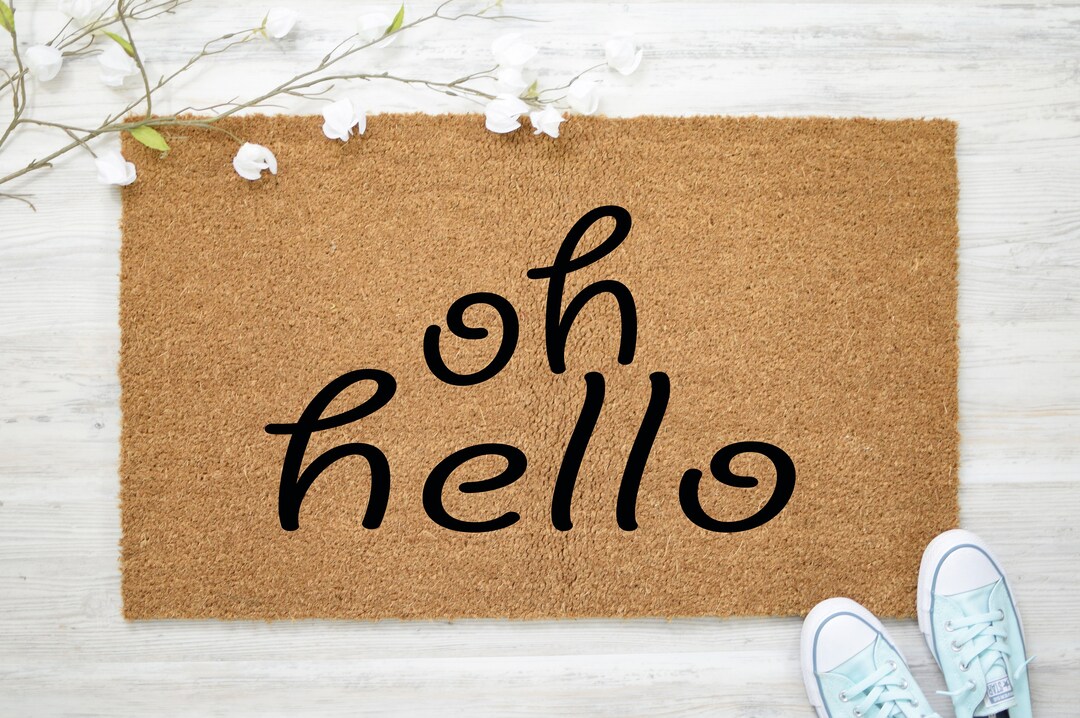 Oh Hello Welcome Mat | Hand Painted, Custom Doormat | Cute Doormat ...