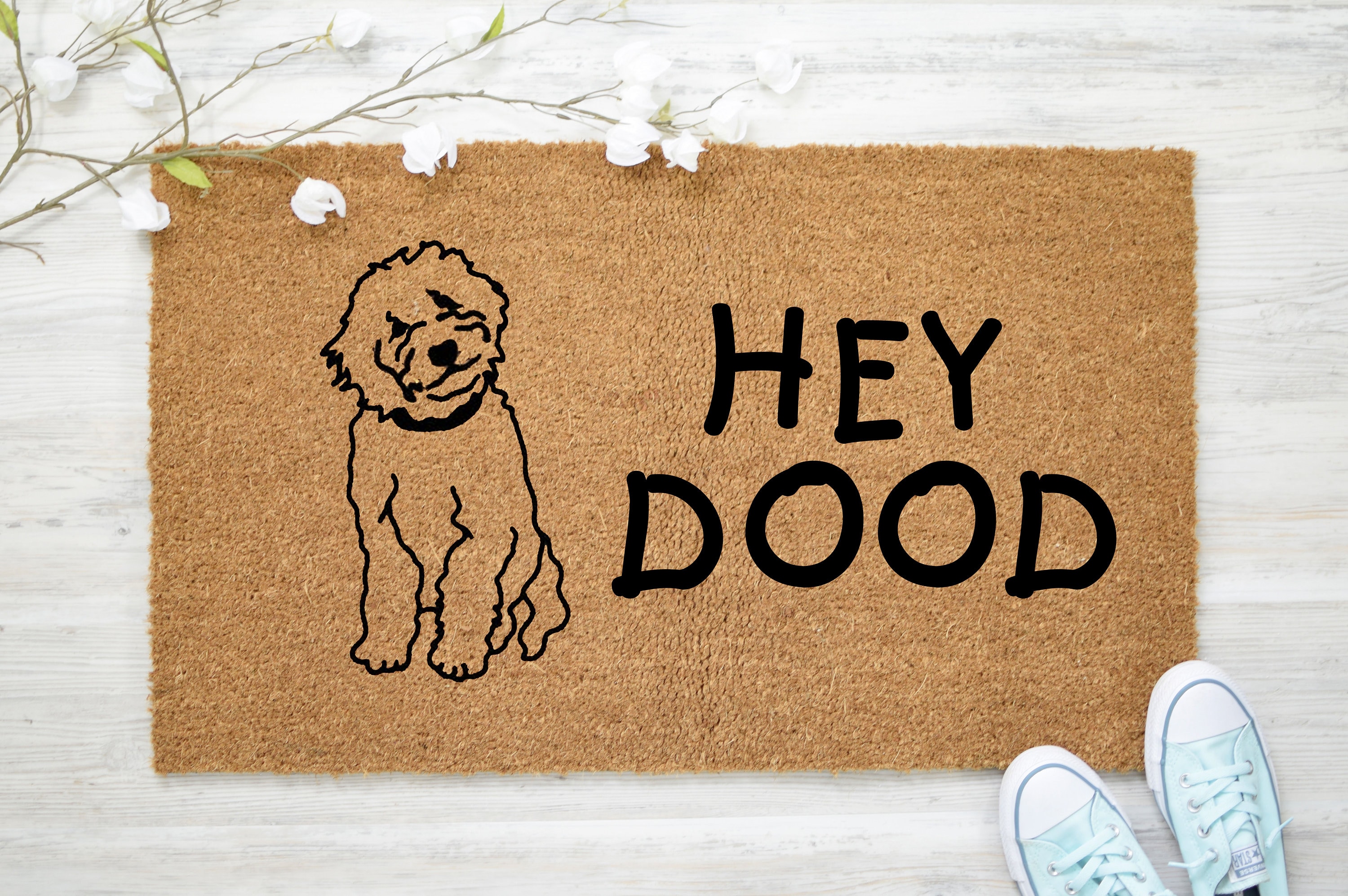 Hey Dood Funny Dog Doormat | Golden Doodle Welcome Mat | Gift for Dog ...