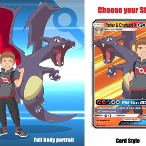 Personalized Pokemon Card, Custom Pokemon Portrait, Custom Gift ...