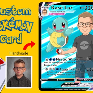 Personalized Pokemon Card, Custom Pokemon Portrait, Custom Gift ...