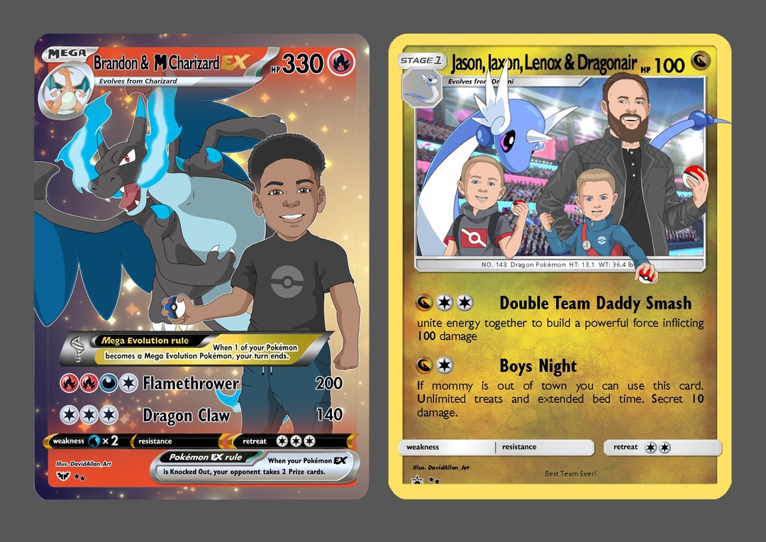 Personalized Pokemon Card, Custom Pokemon Portrait, Custom Gift ...