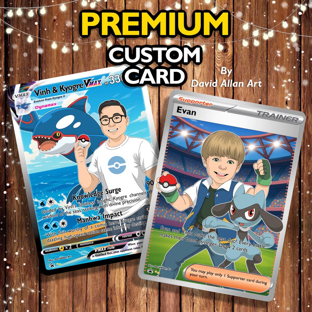 Personalized Pokemon Card, Custom Pokemon Portrait, Custom Gift ...