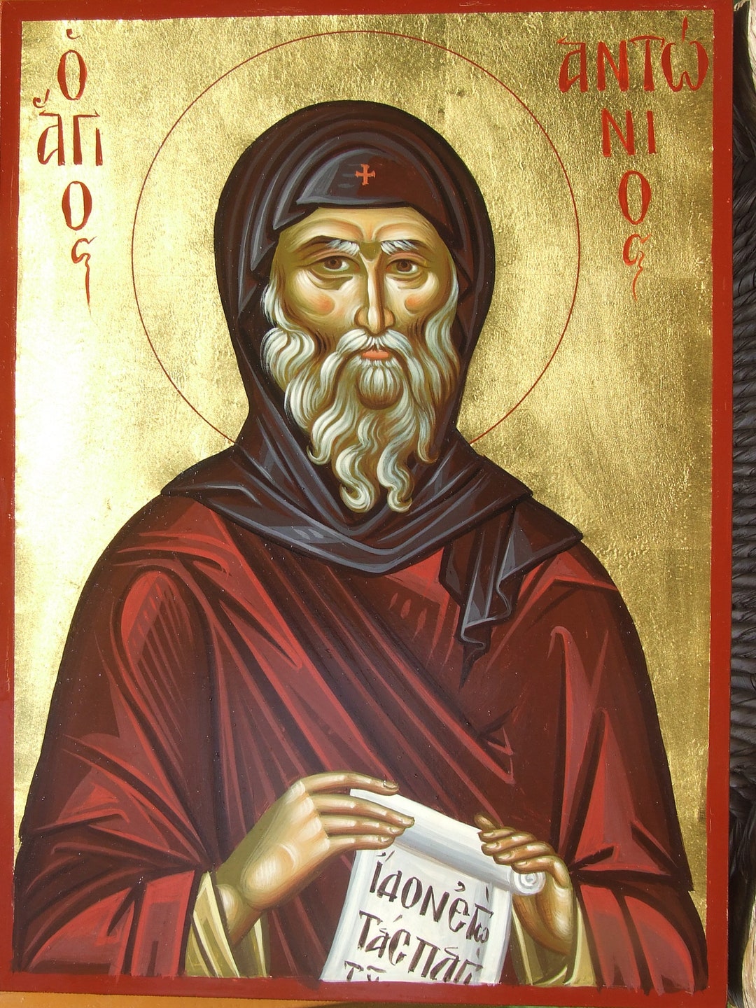 Byzantine Painted Icon of Saint Anthony the Greatagios - Etsy