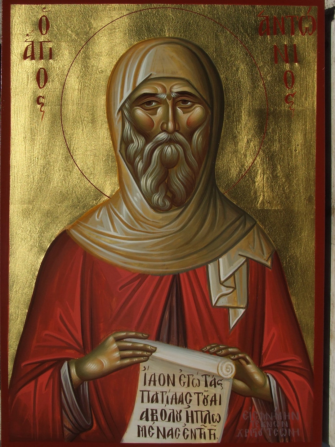 Byzantine Painted Icon of Saint Anthony the Great,agios Andonios ...