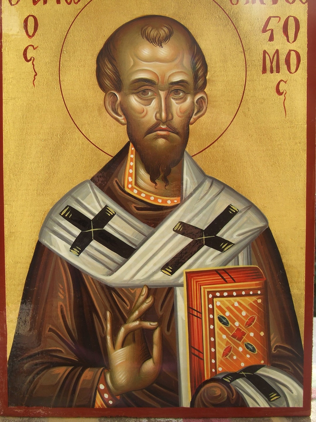 Byzantine Painted Icon of Saint John Chrysostom - Etsy