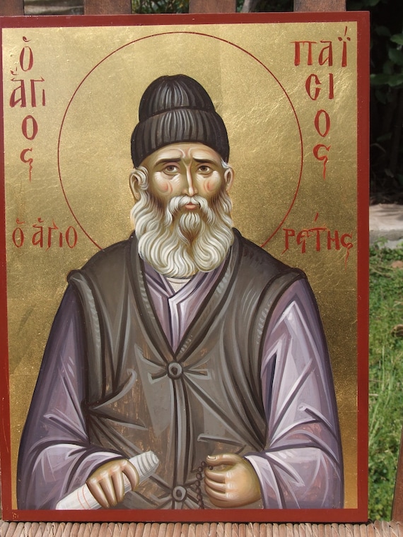 Byzantine Painted Icon of Saint Paisios of Mount Athos - Etsy