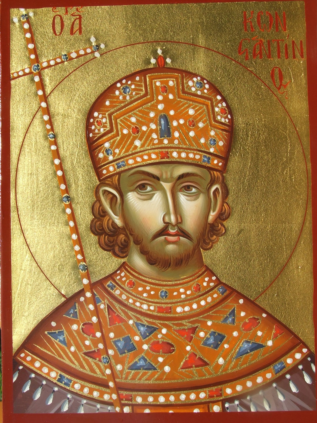 Byzantine Painted Icon of Saint Constantine ,portret - Etsy