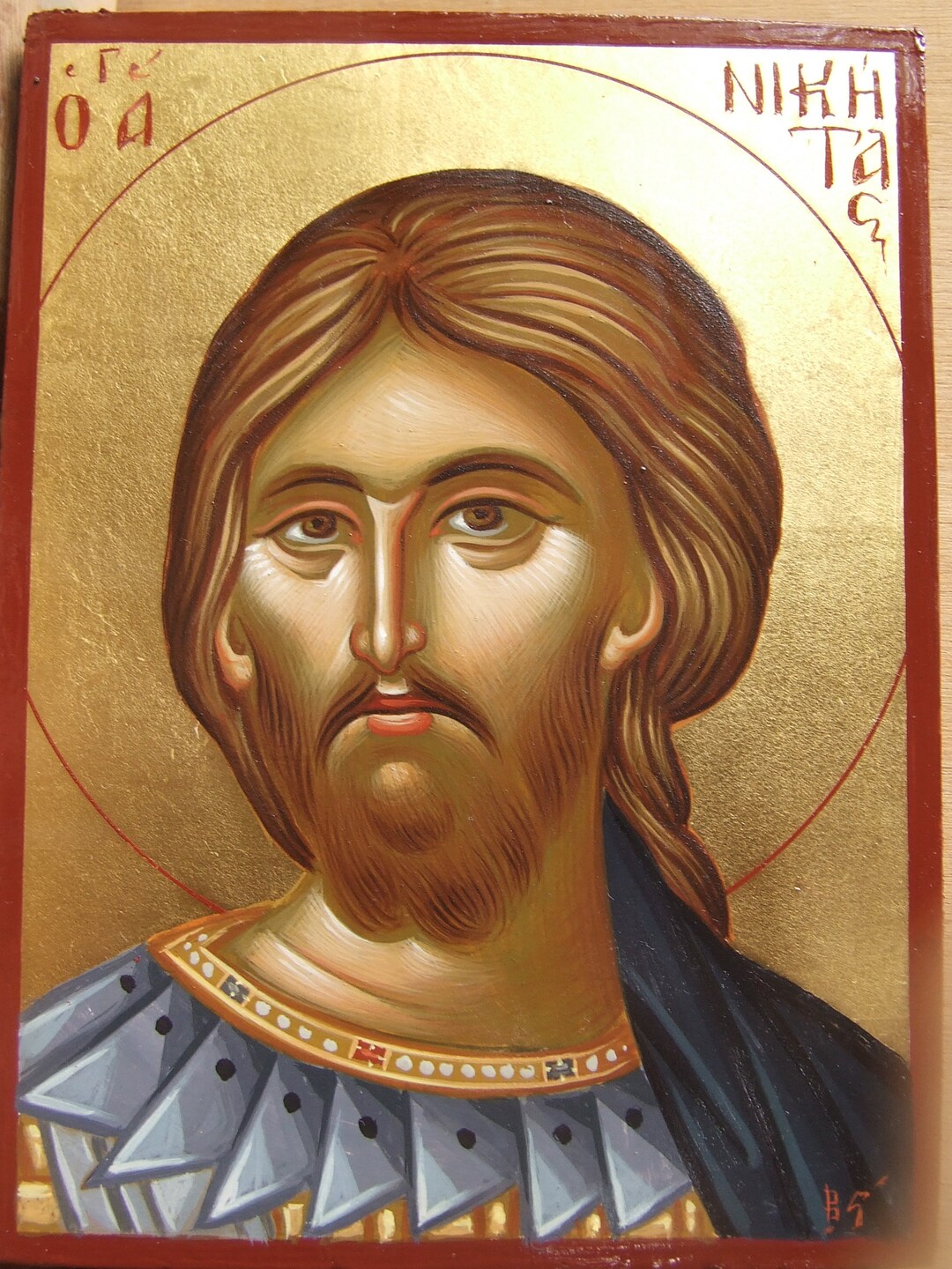Byzantine Painted Icon of Saint Nikitas Portret,Икона, - Etsy