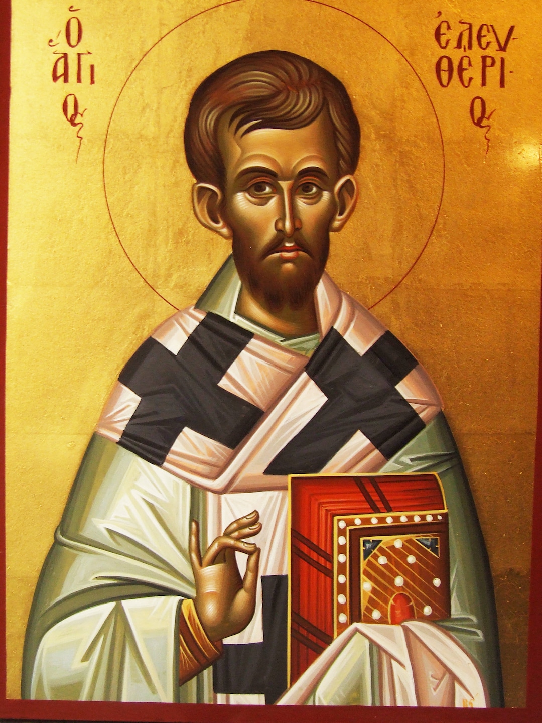 Byzantine Painted Icon of Saint Eleftherios - Etsy