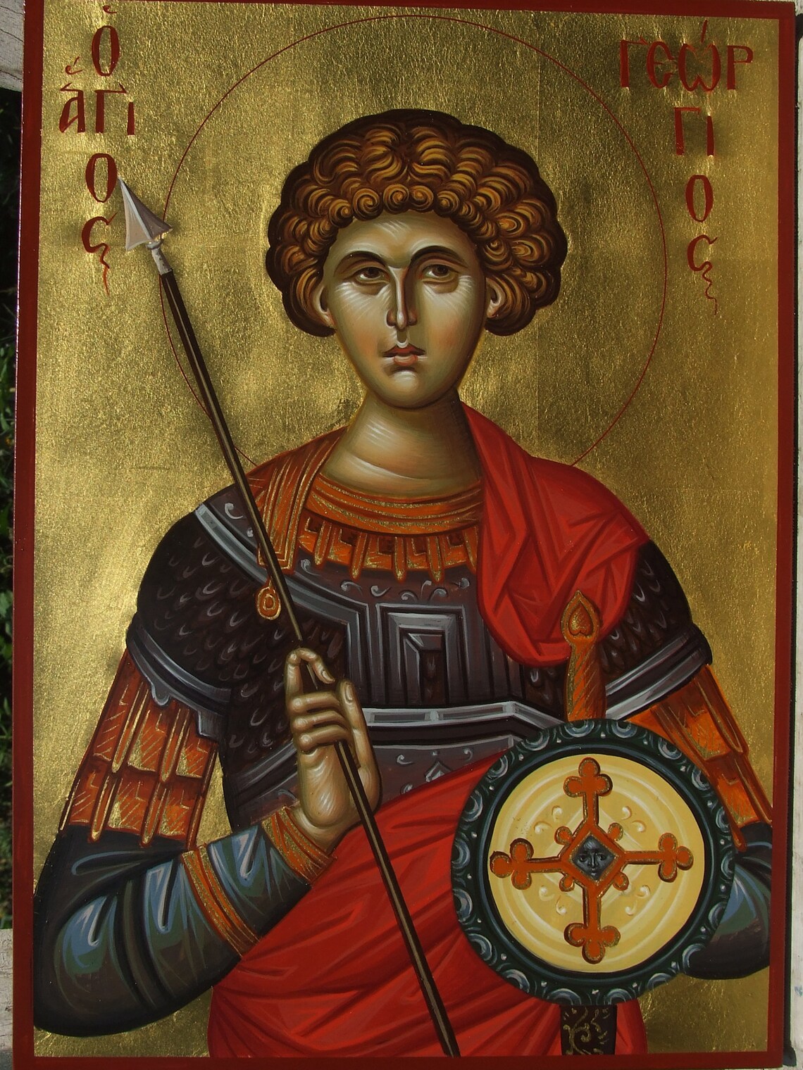 Byzantine Painted Icon of Saint George,agios Georgios,sfantul Gheorghe ...