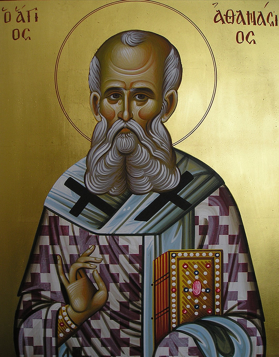 Byzantine Painted Icon of Saint Athanasios - Etsy UK