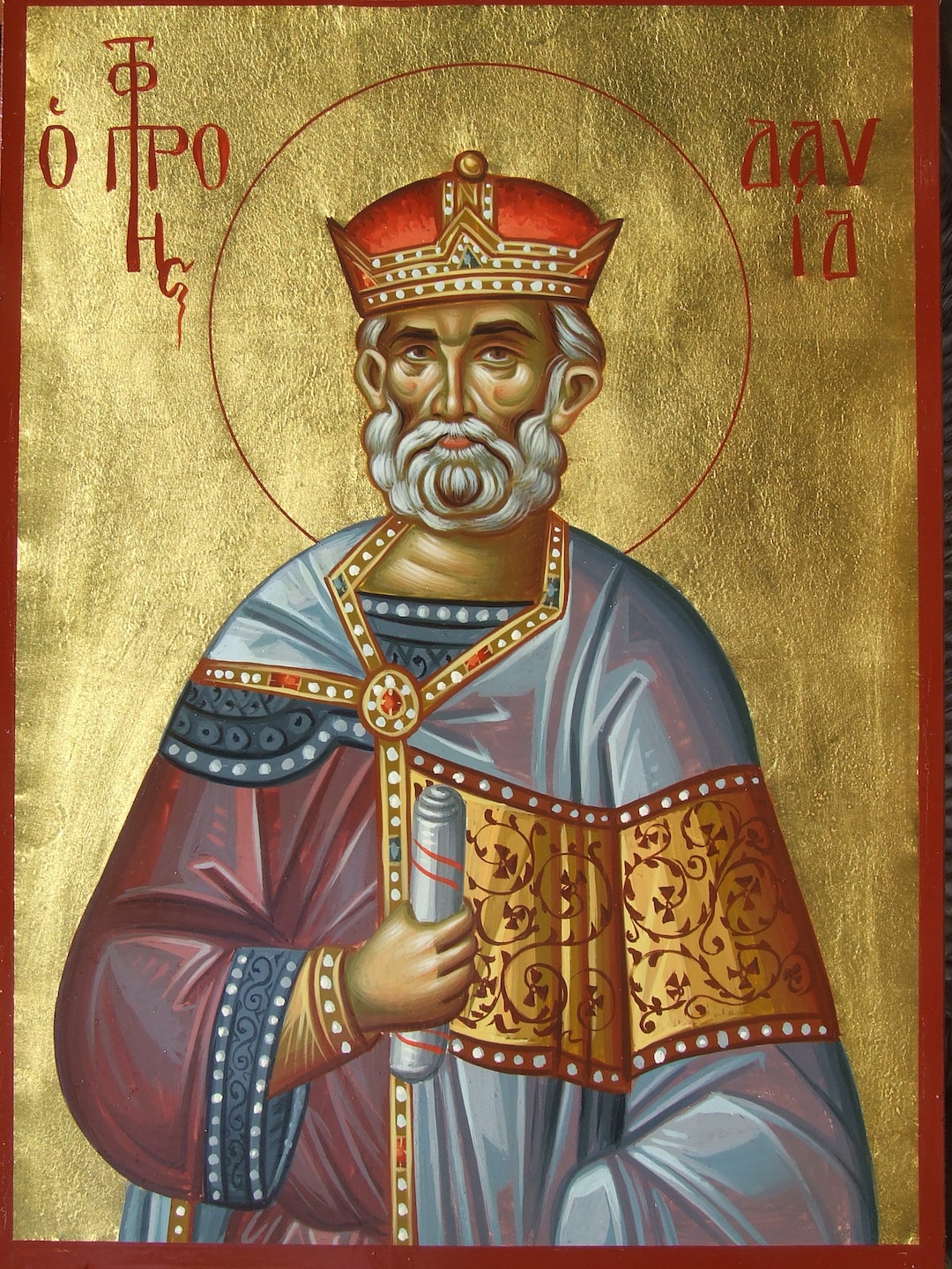 Byzantine Painted Icon of Prophet David,profitis David,profetul David ...