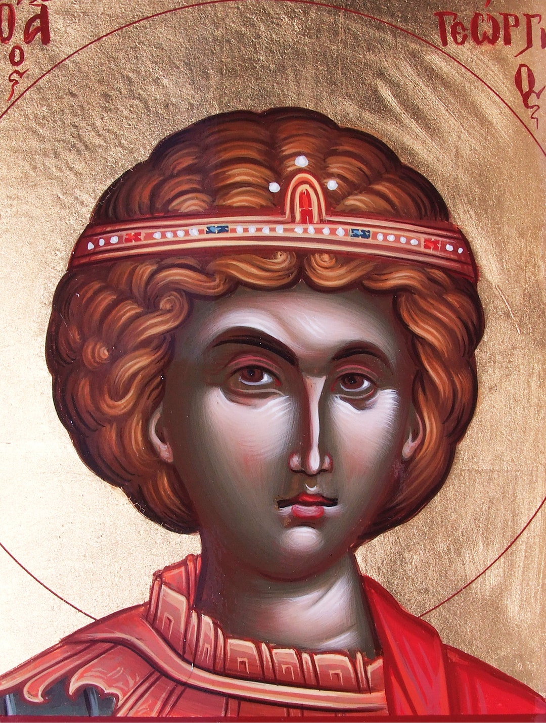 Byzantine Painted Icon of Saint George ,AGIOS Georgios,sfantul Gheorghe ...