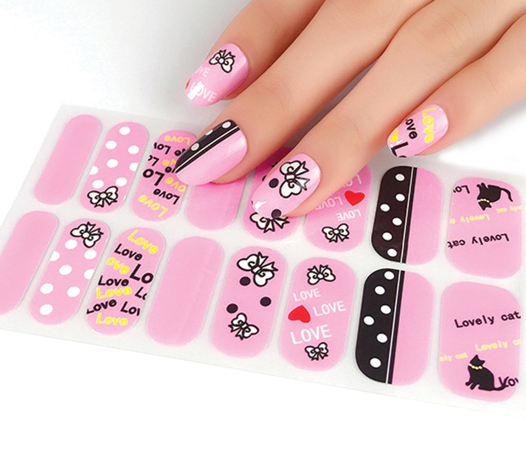 Pink Design Nail Sticker Polish Art Nail Wrap Easy Apply Idea for ...