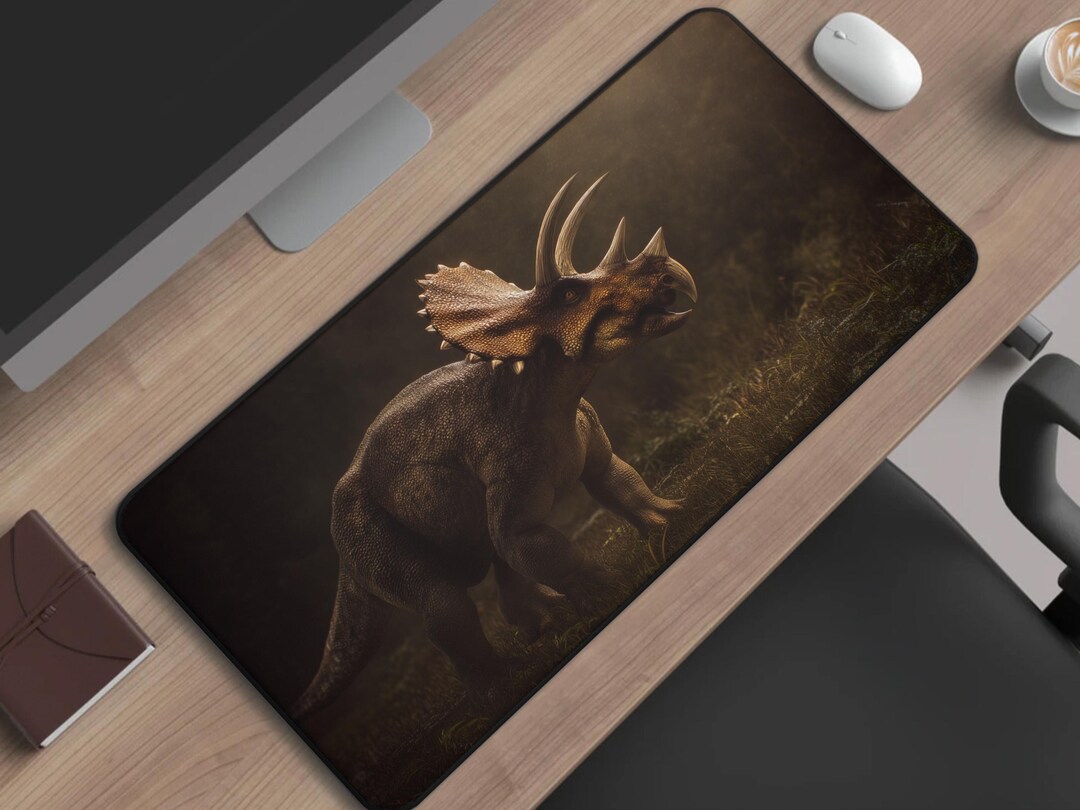 Triceratops Photography Desk Mat Mouse Pad Cinematic Lighting Colors ...