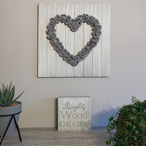 Wooden Hanging Rustic Shabby Chic Foam Rose Heart Plaque Grey - Etsy