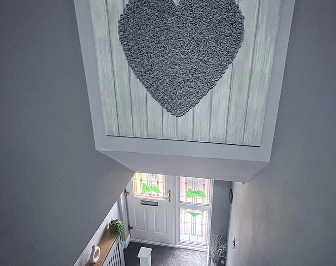 Wooden Hanging Rustic Shabby Chic Foam Rose Heart Plaque Grey Home ...