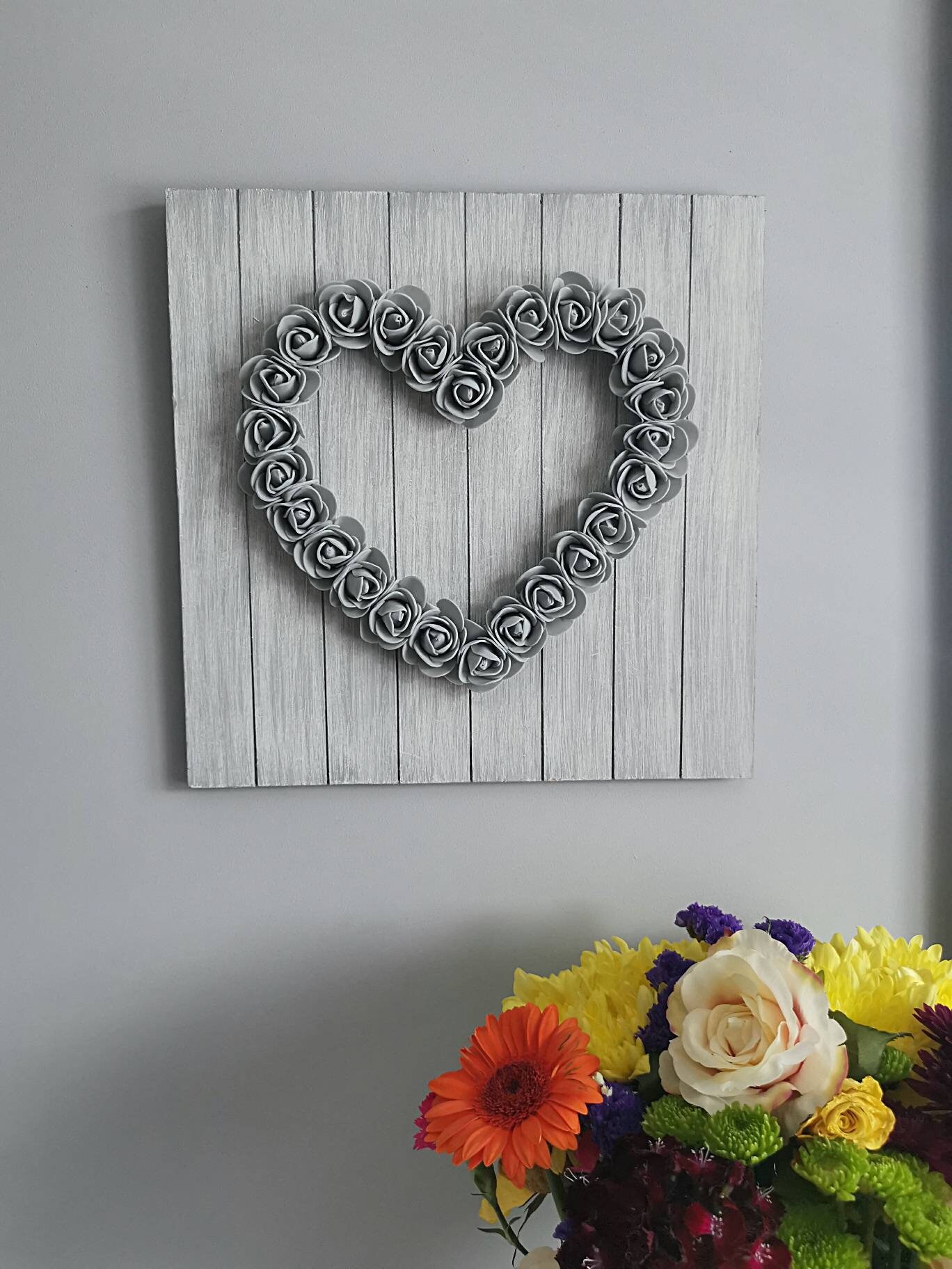 Shabby Chic 3D Heart Art Foam Rose Rustic Hanging Heart Plaque | Etsy