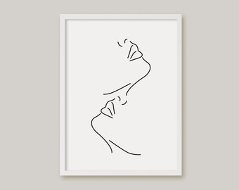 Two Faces Line Art - Etsy