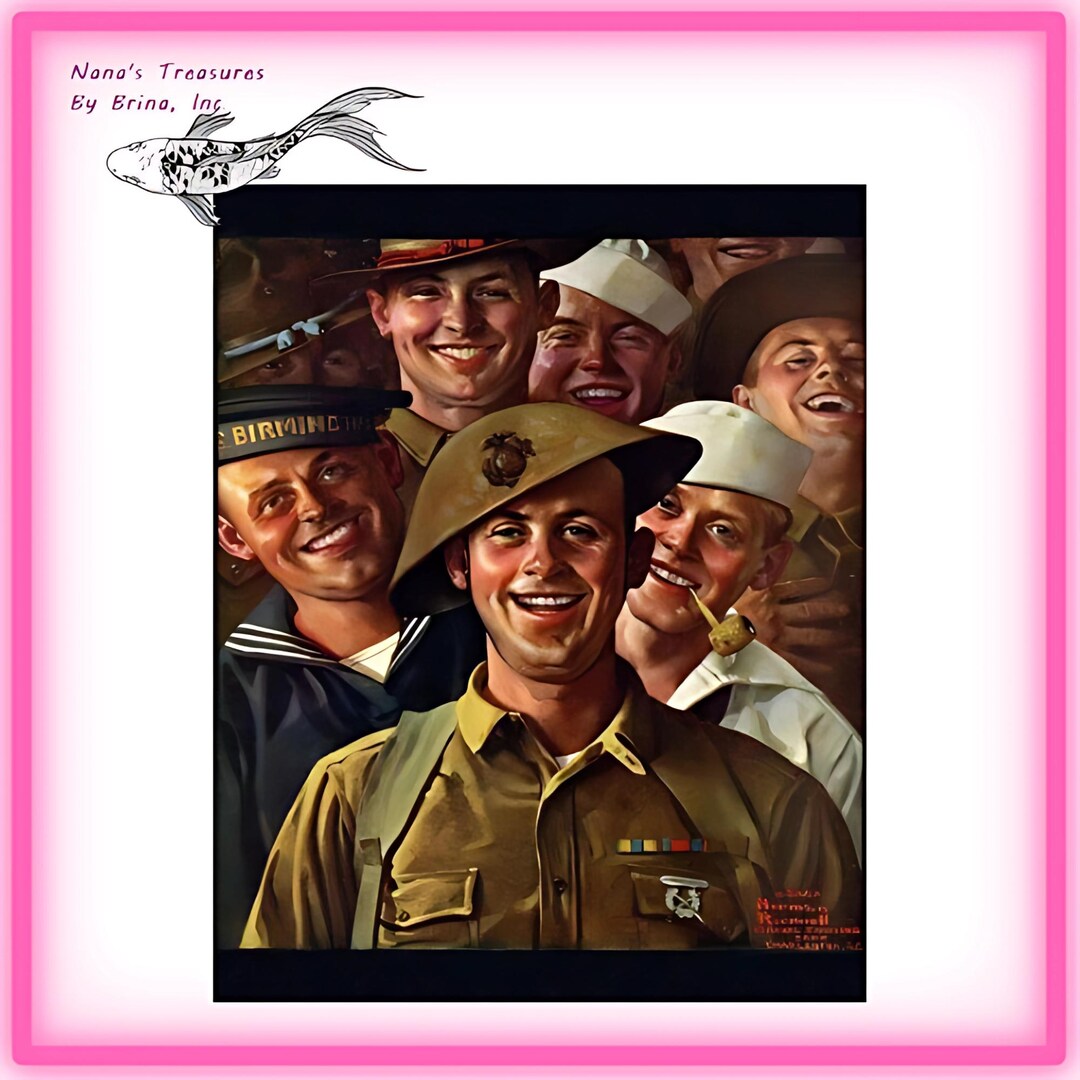 David Textiles, Soldiers Faces Panel, Norman Rockwell Classics by Four ...