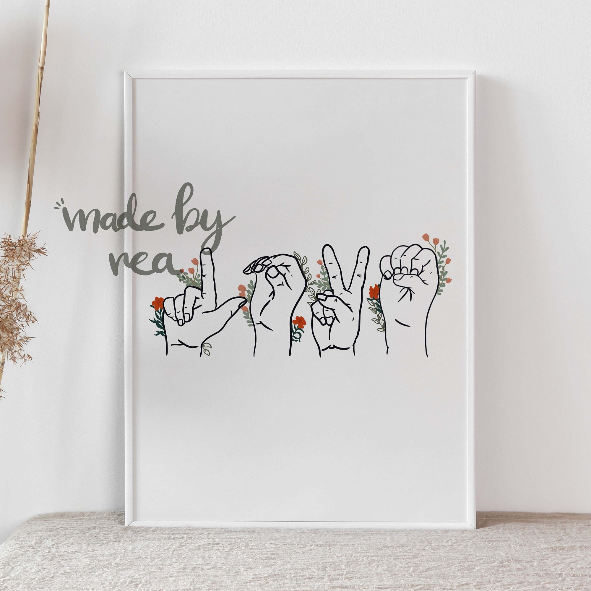 LOVE Sign Language Sign With Florals - Digital Download - ASL, SASL ...