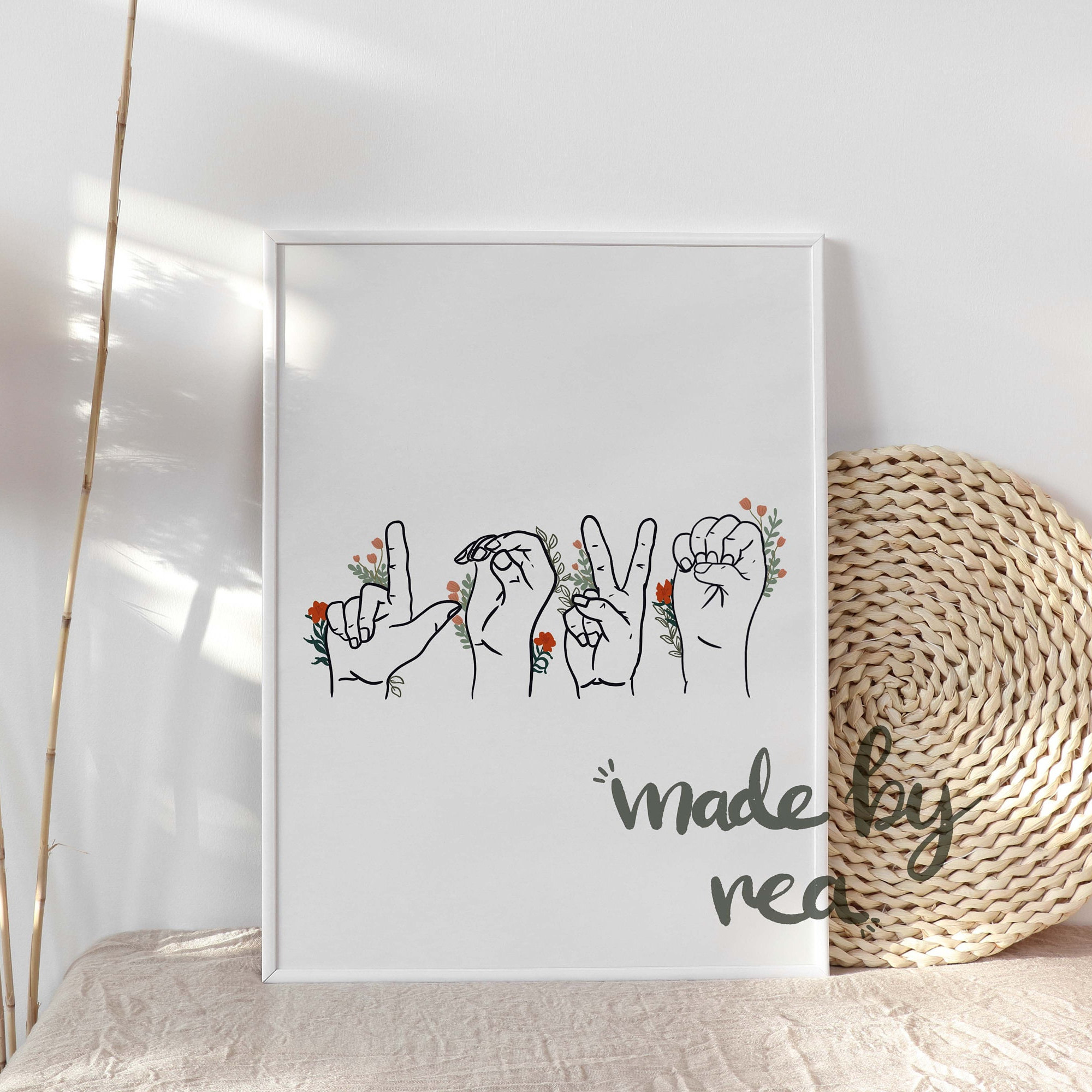 LOVE Sign Language Sign With Florals - Digital Download - ASL, SASL ...