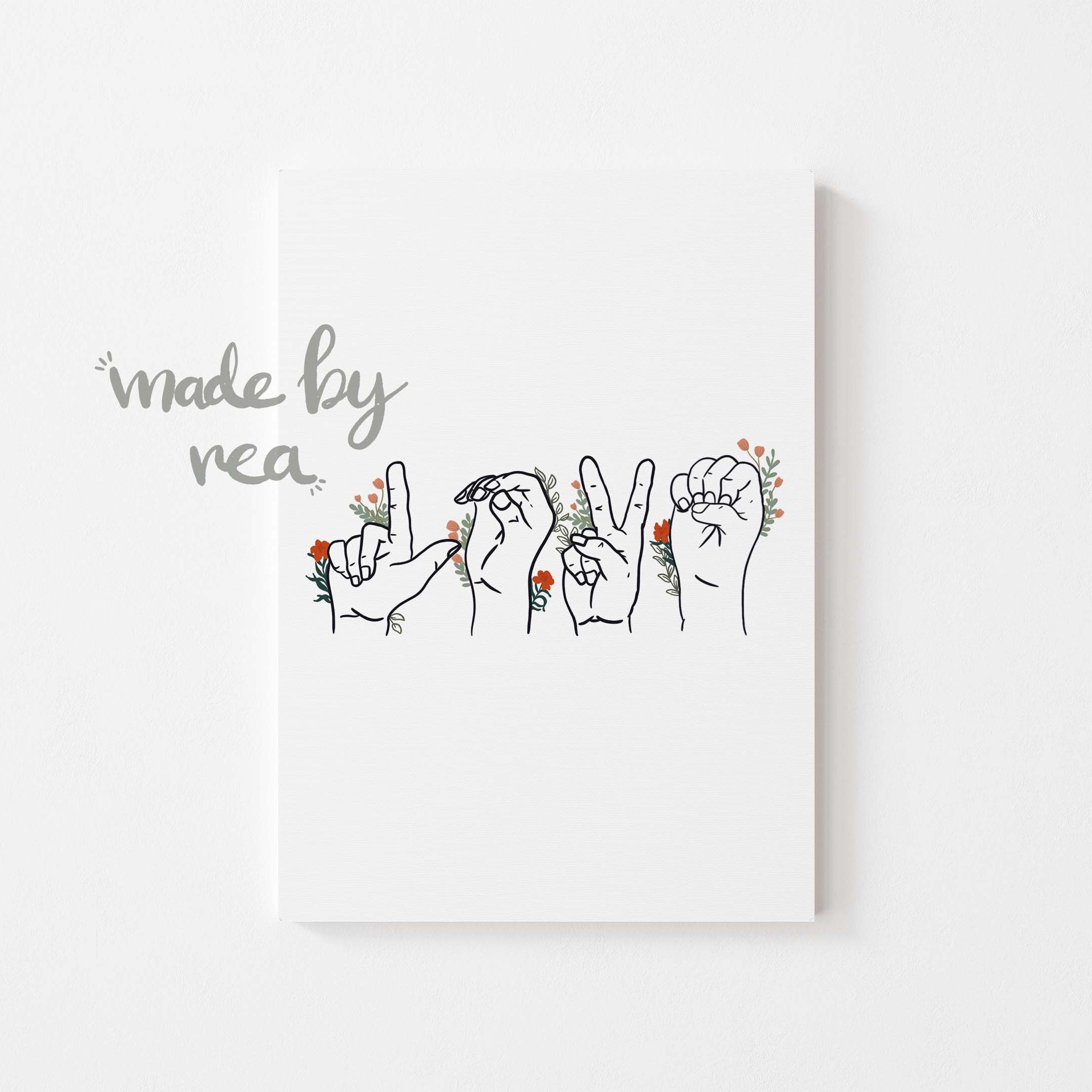 LOVE Sign Language Sign With Florals - Digital Download - ASL, SASL ...