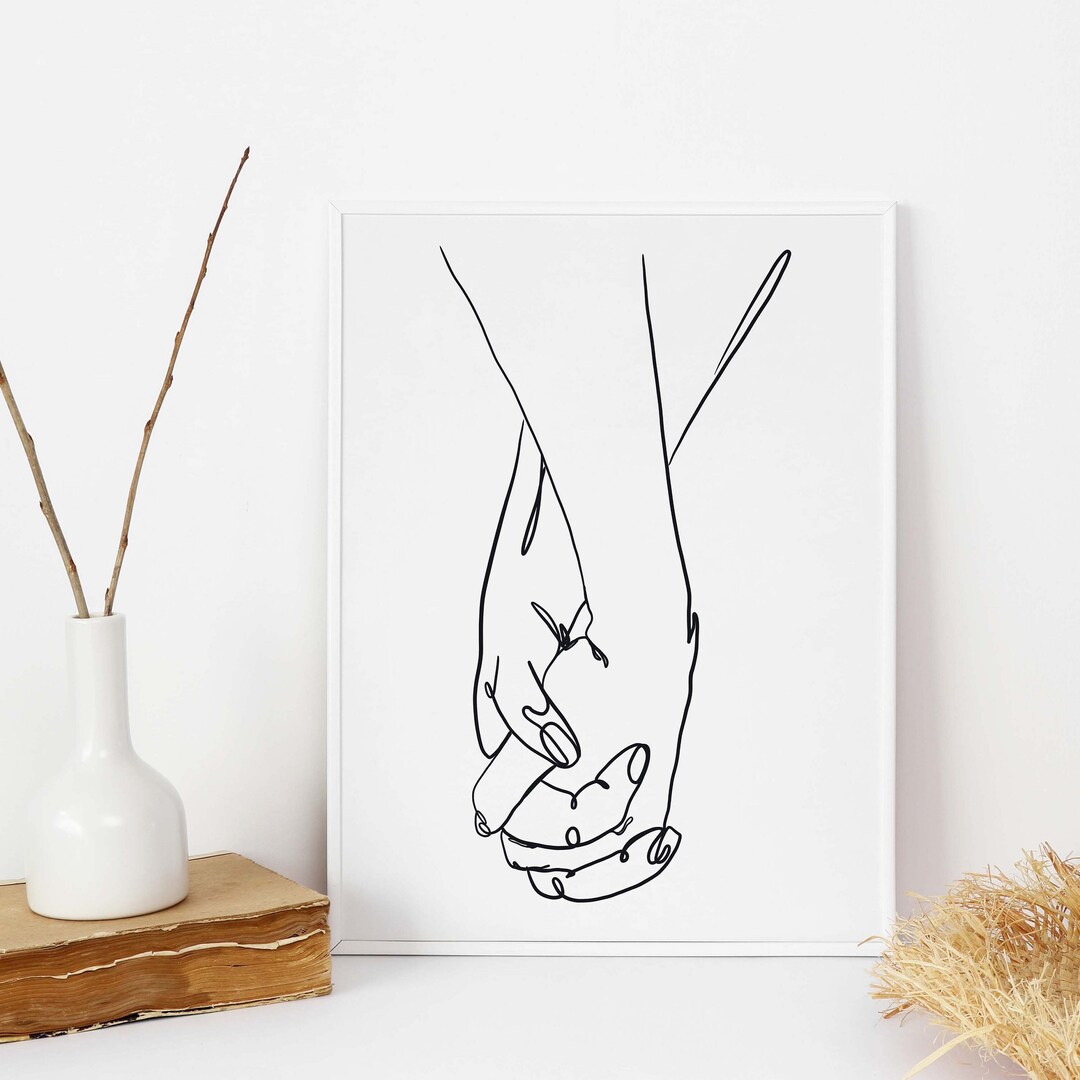 Lover's Line Art - Holding Hands - Digital Download - Line Art Print ...