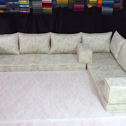 L SHAPED Linen Fabric Oriental Floor Seating Sofa Cushions - Etsy