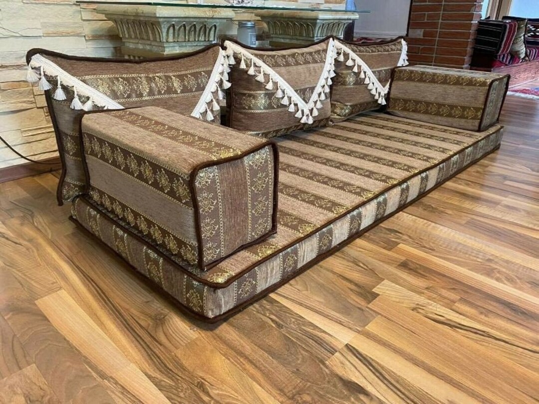 Arabic Majlis Floor Sofa Set: Gold Brown Oriental Seating - Etsy