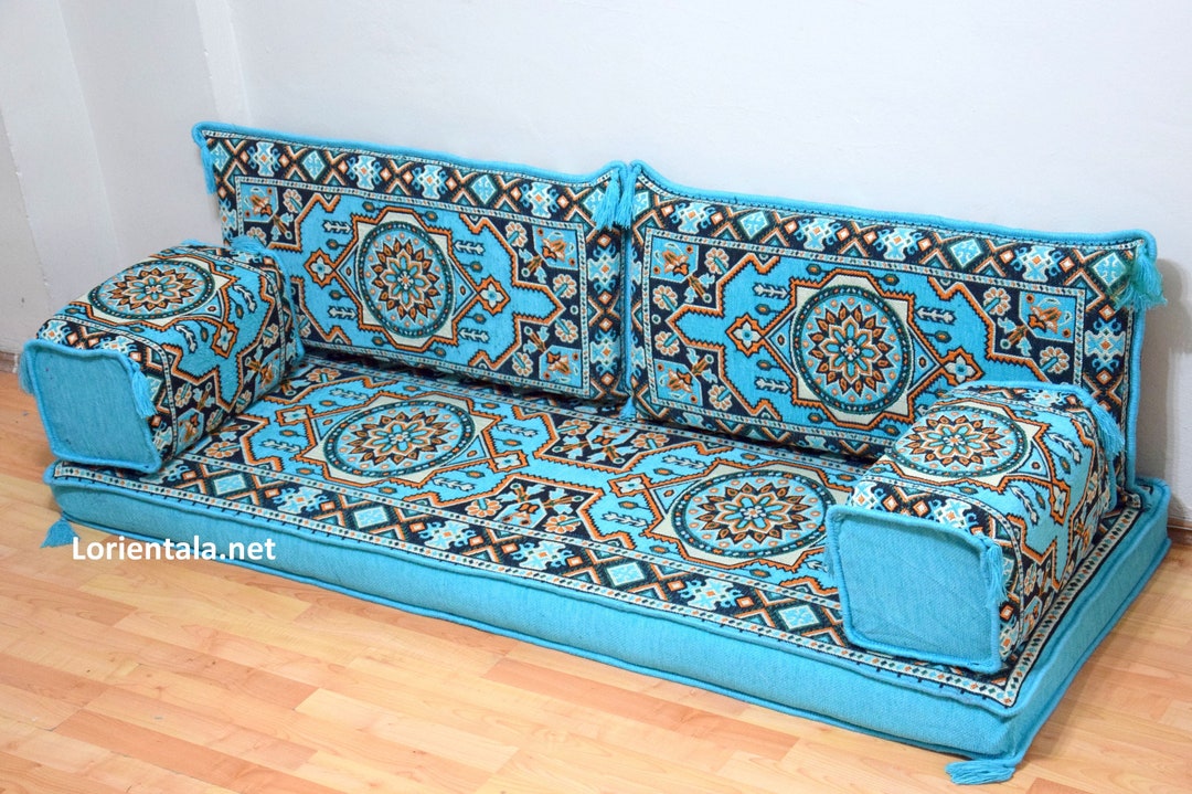 Turquoise Oriental Floor Sofa Set: Arabic Moroccan Style Seating - Etsy