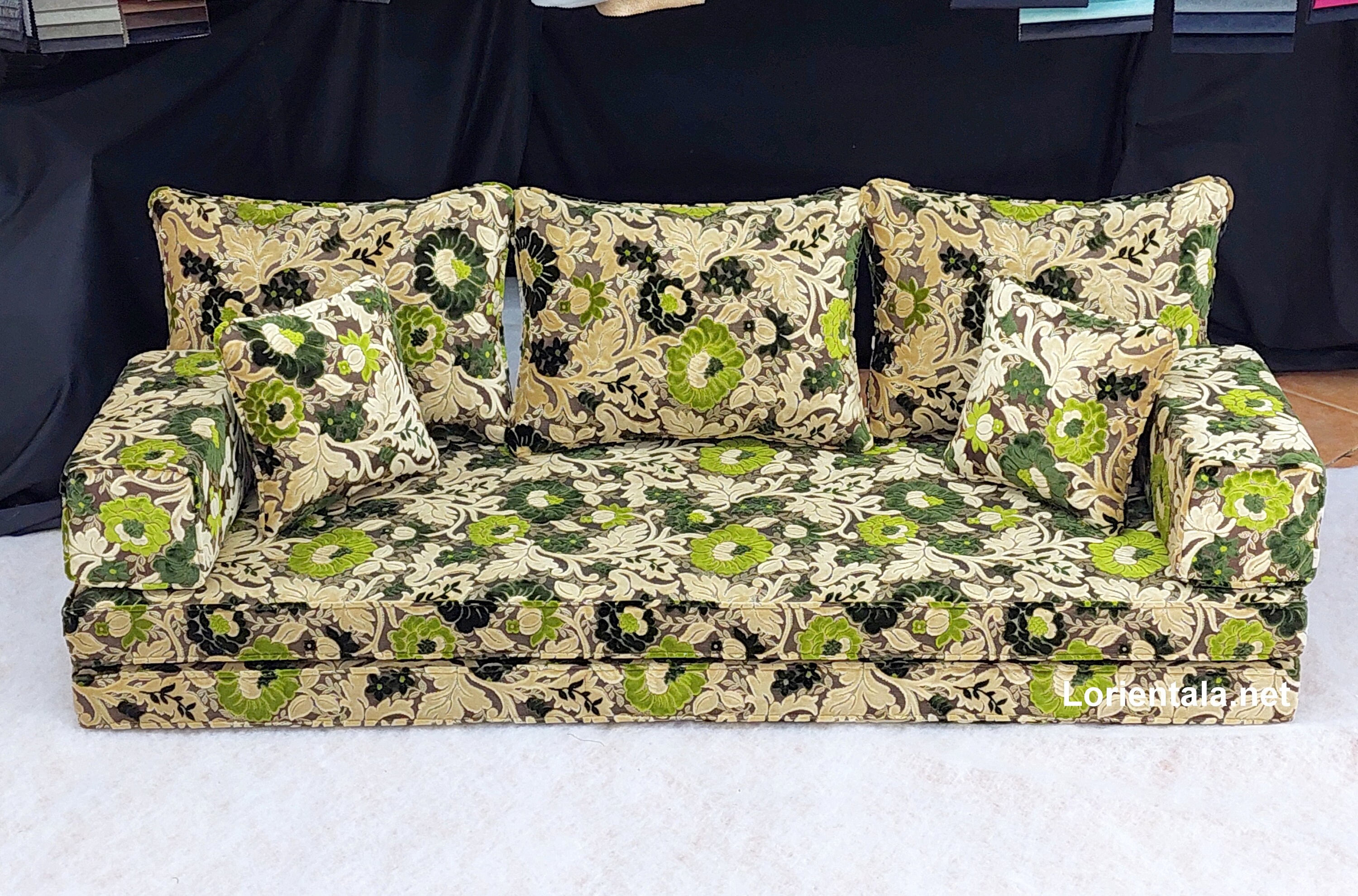 8'' THICKNESS Flower Velvet Floor Seating Sofagreen | Etsy